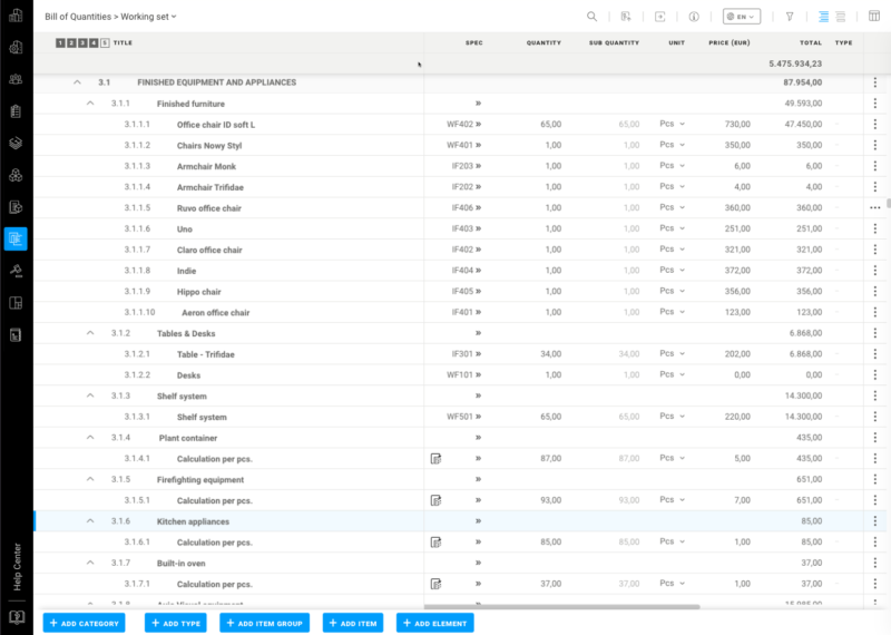 VOLUM3: Bill of Quantities – BIG SEE